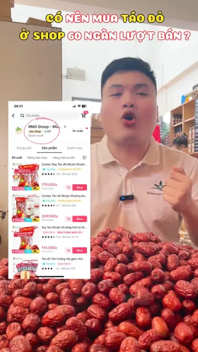Táo đỏ Nhược Khương hữu cơ Wakamono size trung 200-220 quả/kg, khô tự ...