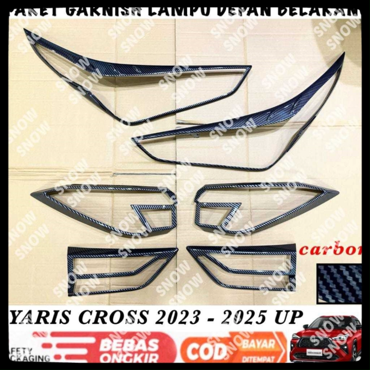 HITAM Yaris Cross 2023 2024 2025 Black Chrome Carbon Headlight Garnish ...