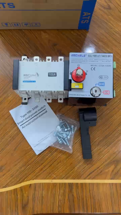 Bộ chuyển nguồn ATS 3 pha 100A Gechele GCQ4-125/4P, cầu dao đảo chiều ...