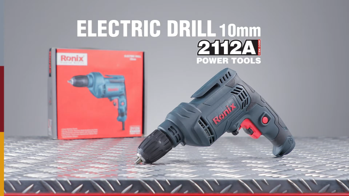 Ronix 2112A Electric Drill 450W 10mm Keyless Chuck, 3000 RPM, Variable Speed, Lightweight 1.5kg ...