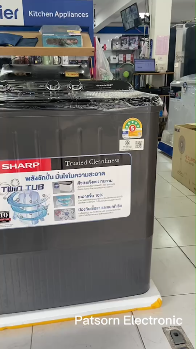 SHARP เครื่องซักผ้าถังคู่ Sharp 10กก. รุ่นใหม่ ES-TW100BK รับประกัน ...