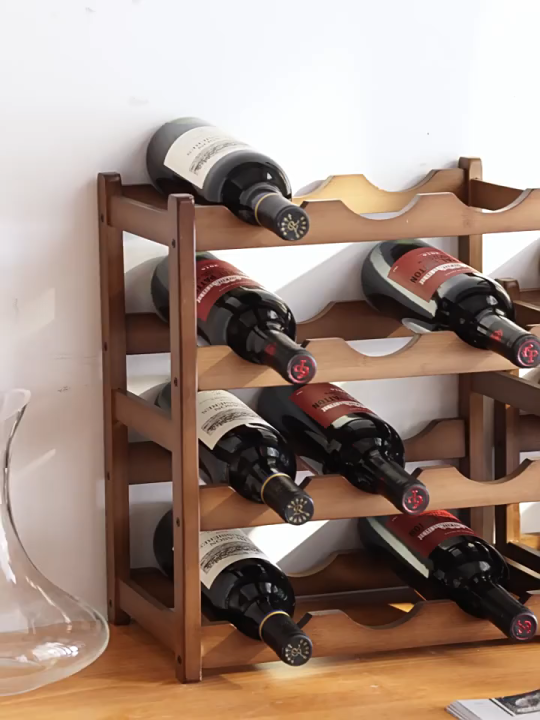 Red Wine Rack Solid Wood Family Small Desktop Red Wine Rack Simple ...