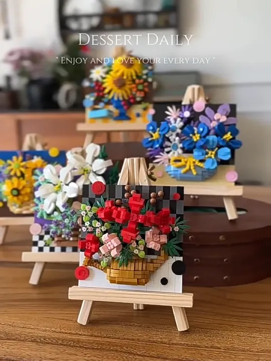 Mainan Bunga Buket Brick DIY Pot Tanaman blok bangunan Mainan Balok ...