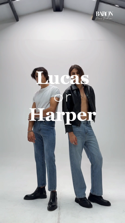 BARON Harper Denim กางเกงยีนส์ขากระบอกตรงเอวสูง | Lazada.co.th