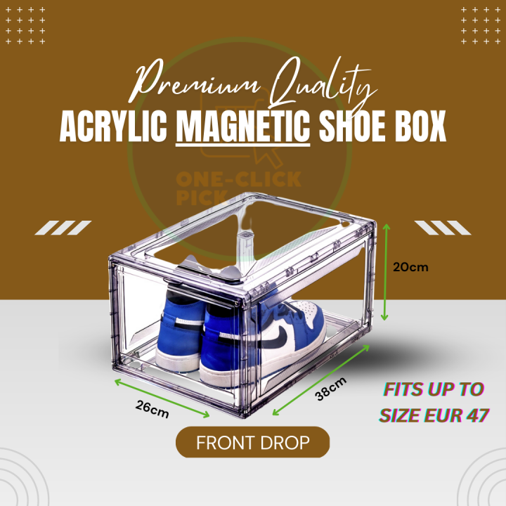 PREMIUM QUALITY Acrylic Magnetic Front Drop Shoe Box Storage | Lazada PH