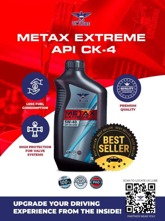6 Liters Us Lube Metax Extreme 5W-40 fully Synthetic API CK-4 S/N ...