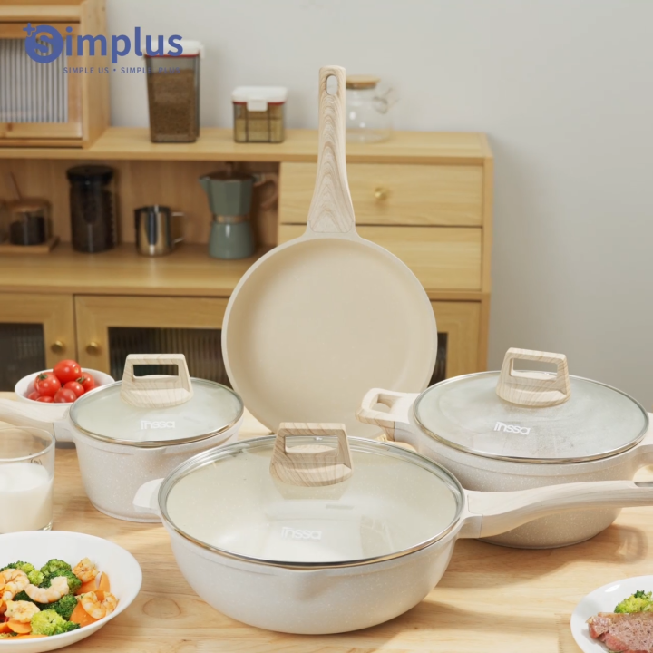 [Easy E-Receipt] Simplus Outlets🔥 ชุดหม้อกระทะ เคลือบหินอ่อนกันติด ชุด 4 ชิ้น กระทะก้นลึก หม้อ ...