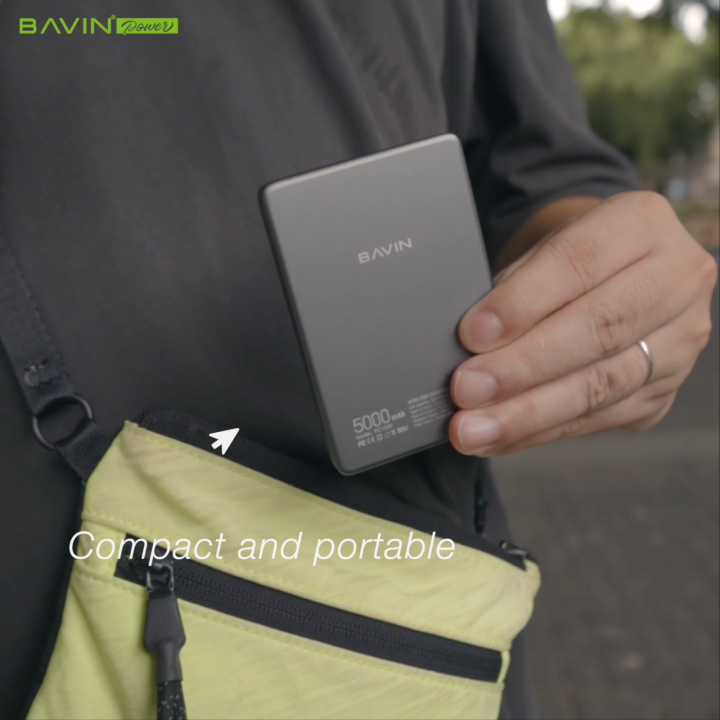 BAVIN PC1095 5000mAh Ultra Thin 15W Magnetic Wireless Powerbank Fast Charging PD Type-C 20W w ...