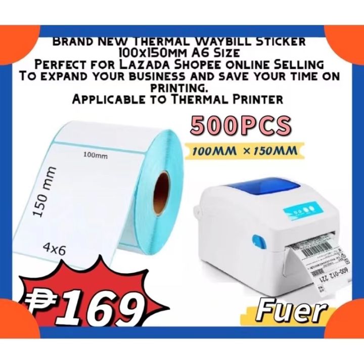 WAYBILL STICKERS 100 MM X 150 MM A6 SIZE ROLL 500 PCS / ROLL BLUE BACK ...