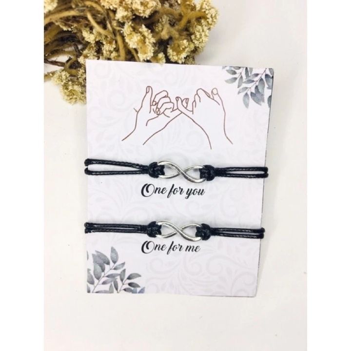 Gelang infinity 2pcs couple tali hitam pria wanita ( unisex ) gratis ...