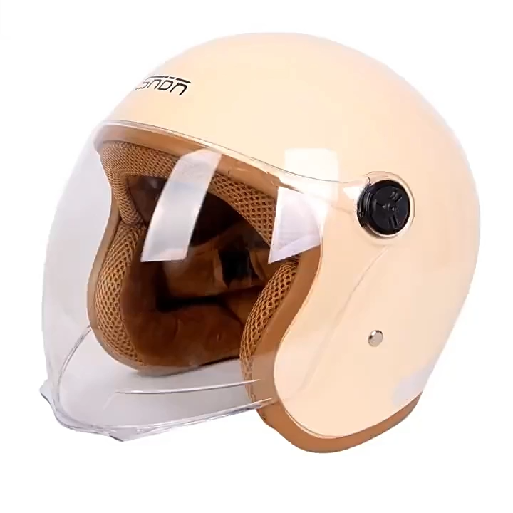 Anak Retro Classic Motorcycle Helmet Open Face Dual Visor with ICC ...