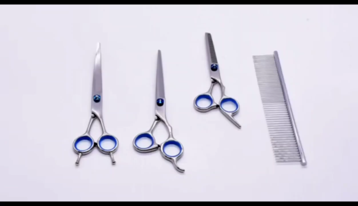 Pet Grooming Scissors Kit Flat Curved Dog Cat Grooming Scissors Dog Cat ...