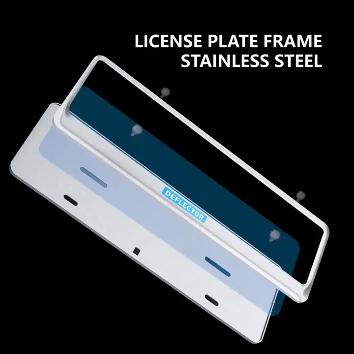 【Local delivery】car plate cover protector Blue Stainless Steel Car ...