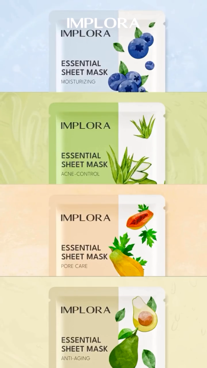 IMPLORA Essential Sheet Mask 25gr || Implora Masker Wajah | Lazada ...