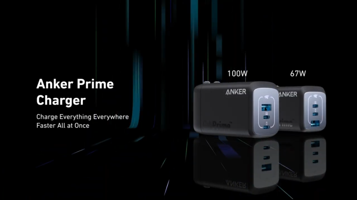 Anker GaN Prime 100W 3-Port 2 USB C + 1 USB-A Compact Wall Charger Fast ...