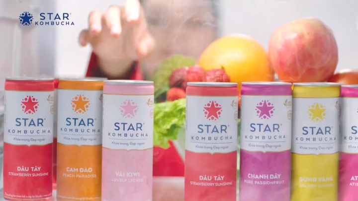 Thùng 12 lon trà STAR KOMBUCHA 1 vị - Cam Đào/Cam Yuzu/Ổi Hồng/Chanh ...