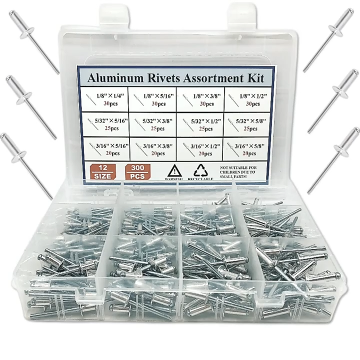 (100 PCS) Aluminum Blind Rivet 1/8, 5/32, 3/16 Clamping Pop Rivets ...