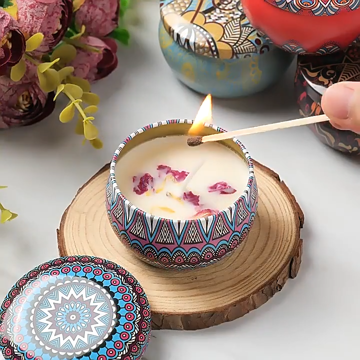 [SG Seller] 70g DIY Scented Tin Candle Dried Flowers Handmade Gift Box ...