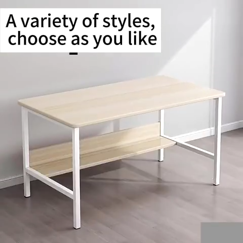 EH-Study Desk Household Office Desk Table With Shelves Wooden Table ...