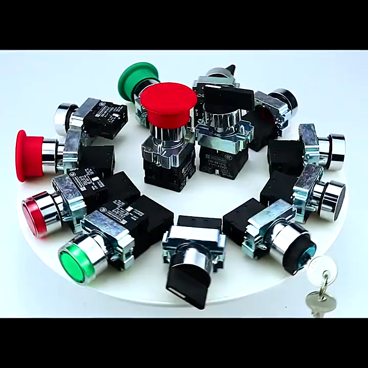 Metal Rotary Reset Emergency Stop Button Self-Locking Mushroom Head ...