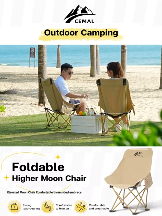 【CEMAL】Outdoor folding chair Load bearing 180KG Dual use of bed and ...