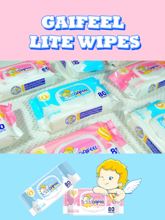 GAIFEEL LITE Baby Wipes Unscented CANDY Scent 80 SHEETS Wet Wipes for ...