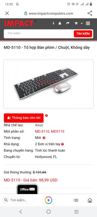 Bộ chuột & bàn phím không dây Asus MM-5110/ MD-5110 bạc | Lazada.vn