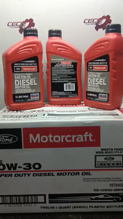 Motorcraft Super Duty Diesel Motor Oil SAE 10W-30 Synthetic Diesel Engine Oil 1Quart (946ml ...
