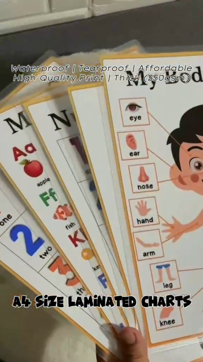 Laminated Kid's Learning Chart A4 Size - Educational For Beginners Pre ...