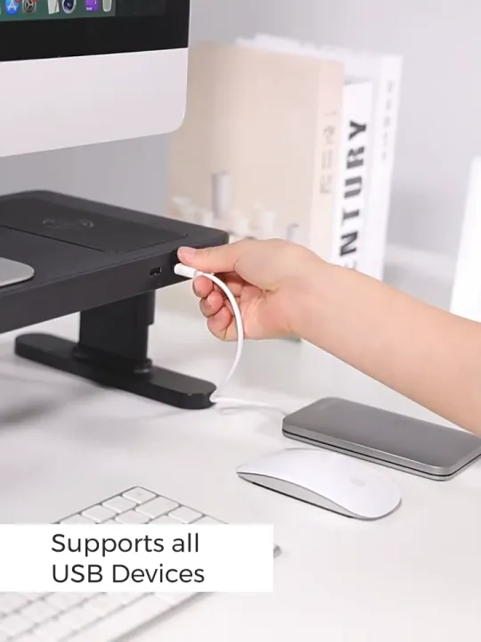 Smart Ergo Wireless Charging Premium Height Adjustable Monitor Stand ...
