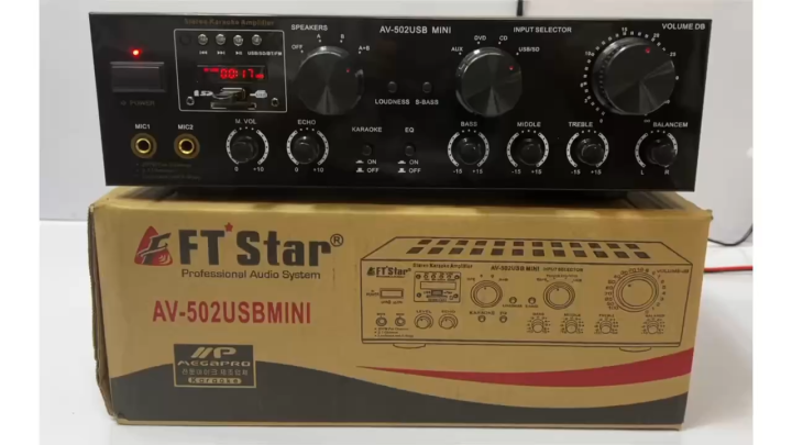 FT Star New AV-502 Power AMPLIFIER MINI 2.1 Channel 200W x 2 Karaoke ...