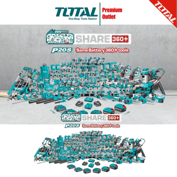 TOTAL Tools 20v 2.0Ah 4.0Ah P20s Series Li-Ion Battery & Charger kit ...