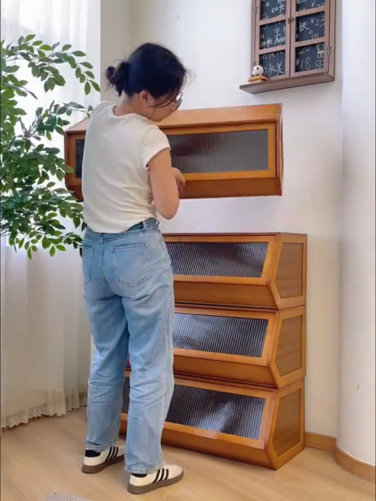 Bamboo Storage Cabinet Bookcase Toy Snack Storage Cabinet Can Be ...