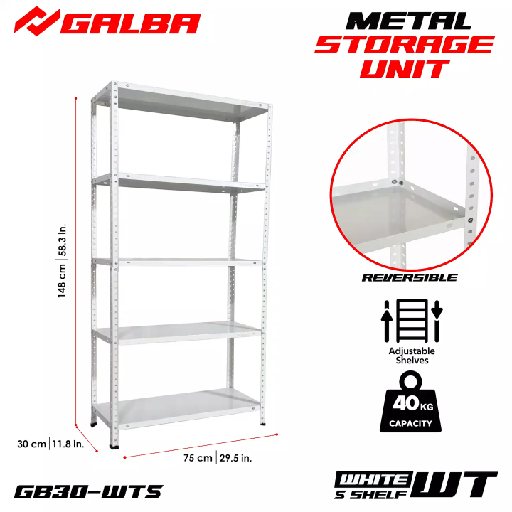 GB All-Metal Storage Shelves 3, 4 and 5 Layers Adjustable Steel Rack ...