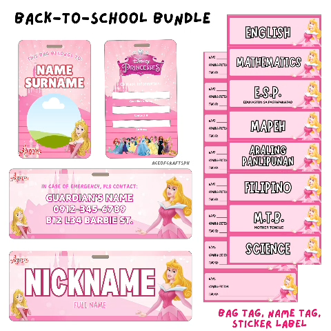 Bag Tag, Name Tag, and Sticker Subject Labels Personalized Tags Labels ...