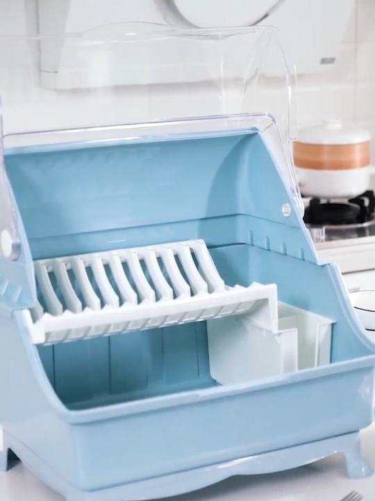 JDEE ที่คว่ําจาน สองชั้น ที่เก็บจานมีฝาปิด กันน้ำและกันฝุ่น พร้อมถาดรอง ...