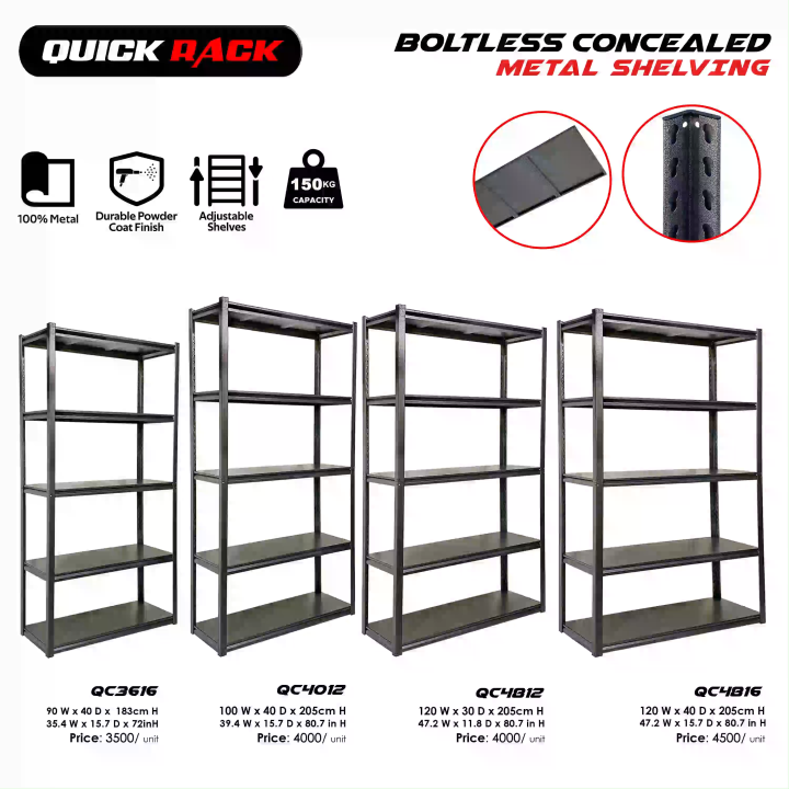 Quick Rack Boltless Concealed All Metal Shelving 150kg Capacity | Lazada PH