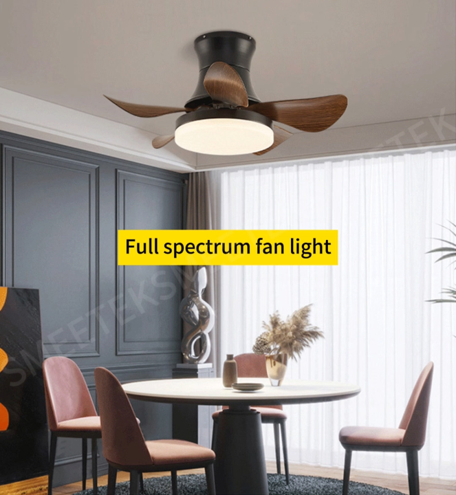 Ceiling Fan With LED Light 26 Inch Frequency Conversion Silent Ceiling ...