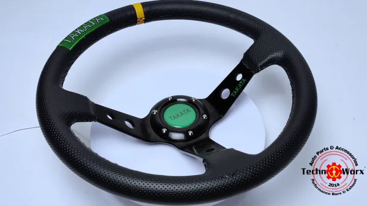 14in TAKATA Steering Wheel Cover Leather High Quality horn Button ...