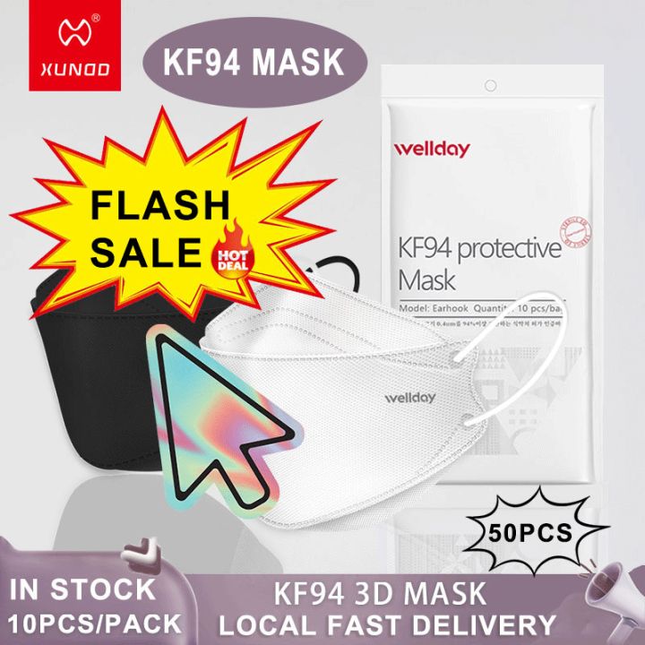 Wellday KF94 Mask 100PCS 4ply Korean Adult Mask 3D Face Mask KF94 Non ...