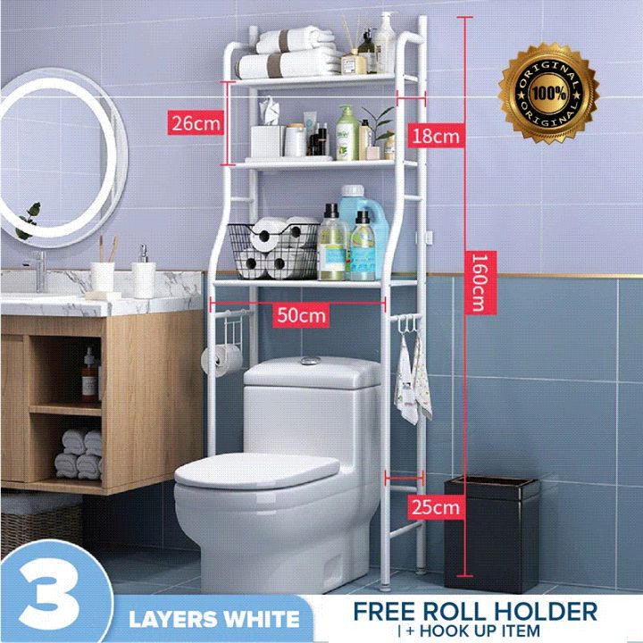 Bathroom shelving Floor-to-ceiling wall Hanging Toilet Bath Toilet ...