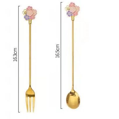 Sendok Garpu Kue Sakura Gold Fork Spoon Cake Sakura Premium Gold ...