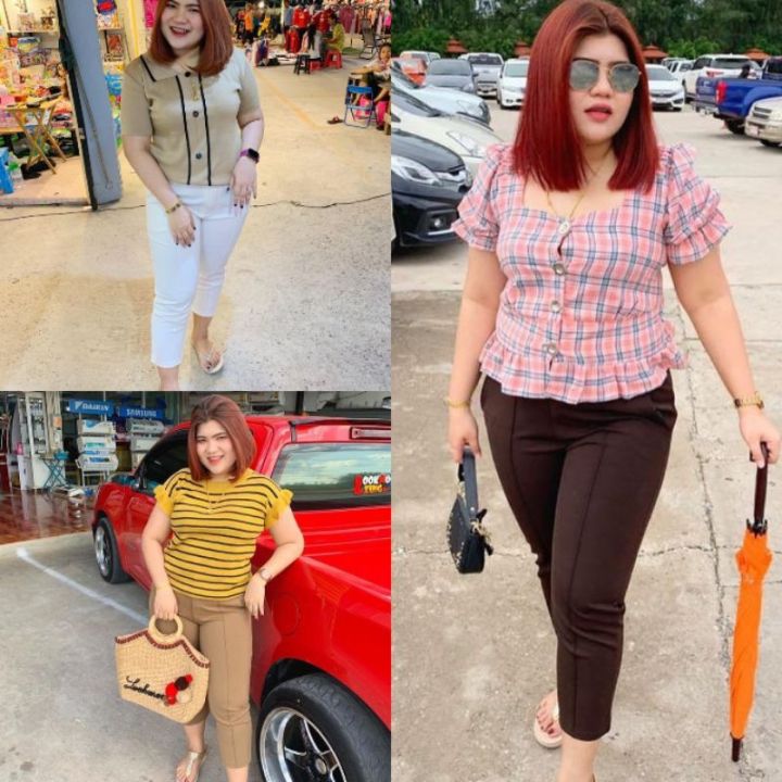 🌈Spinny House🌈 กางเกง7ส่วน‼️เอว34-36‼️ ผ้าโรเชฟ ซิบหน้า ตีเกร็ดหน้าผ้าหนาทรงสวย กางเกงโรเซฟ ชัก ...