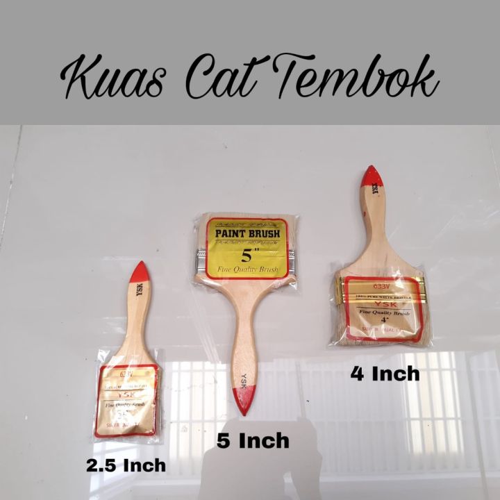 Kuas Cat Tembok YSK Ukuran 4 Inch Type 633 Bulu Putih Kayu | Lazada ...