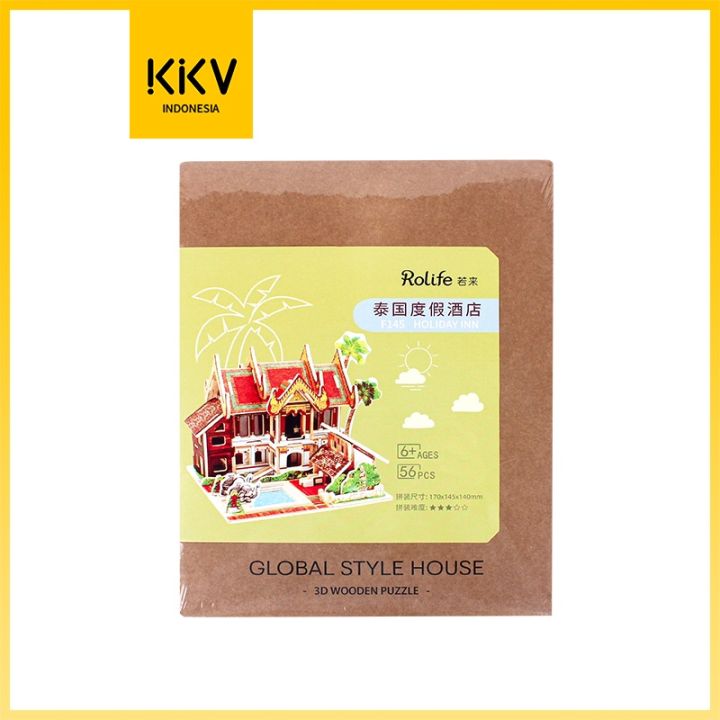KKV Rolife Thai Resort Hotel Mainan Anak 3D Puzzle Bangunan Arsitektur ...