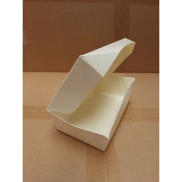 white paper lunch box/lunchbox/kotak makan kertas putih M/L 50pcs ...