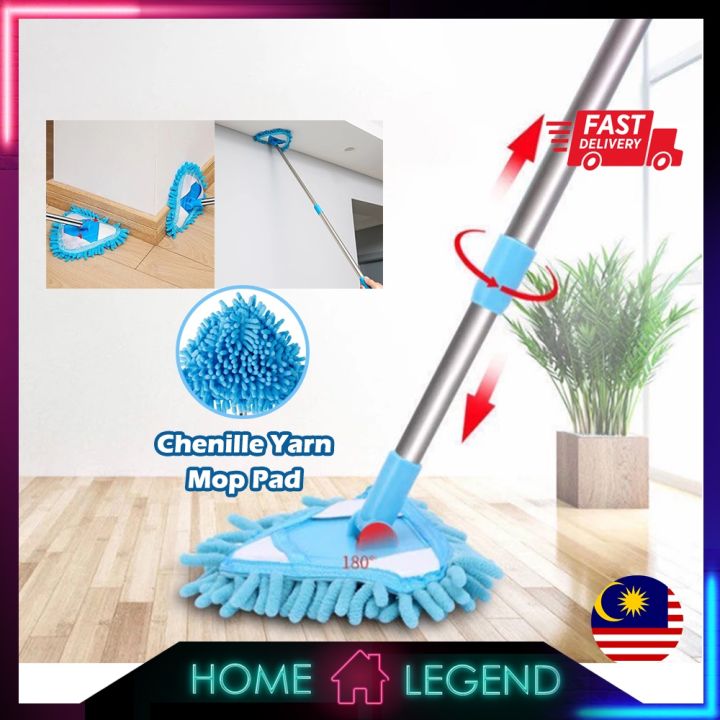 (Ready Stock) Microfiber Telescopic Triangle Mop Dust Remover 180 ...