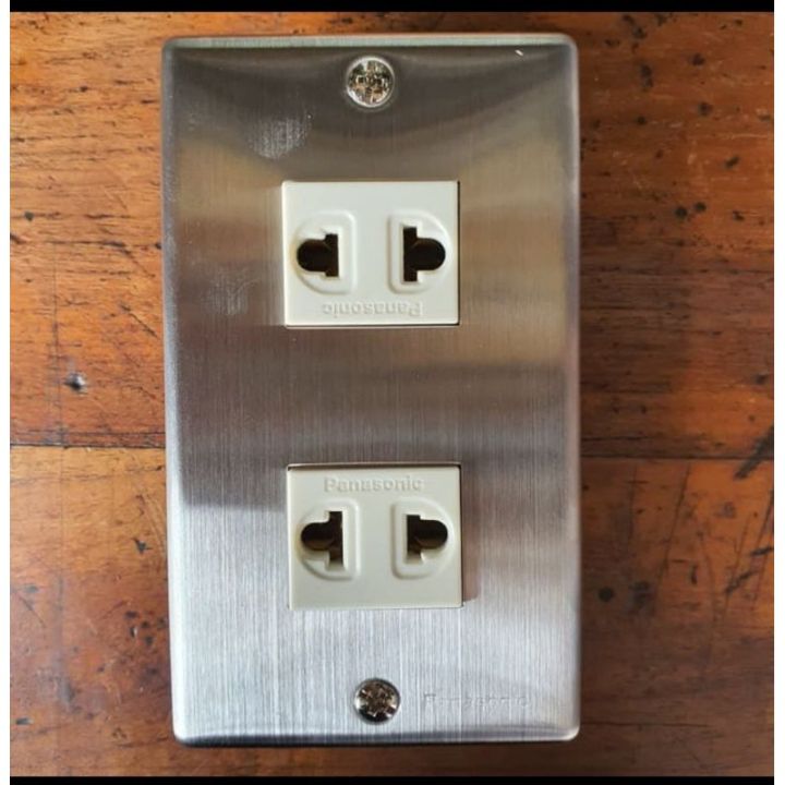 stop kontak stainless besi panasonic inbow stopkontak ganda seri double ...