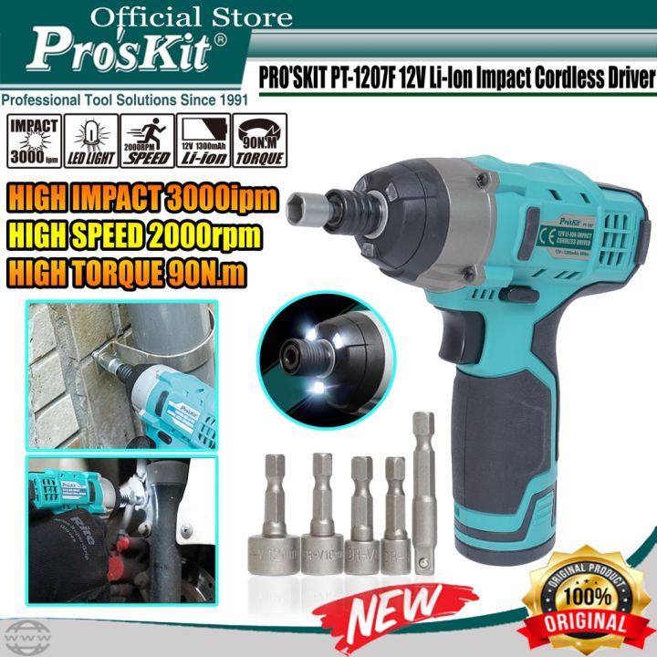 Pro'skit Masin Bor Cordless LED Proskit PT-1207F 12V Li-Ion Impact ...