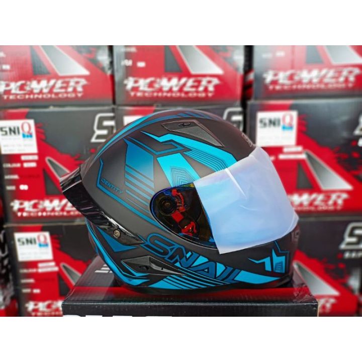 HELM SNAIL FF S1 IDENTITY BLAK DOF/BLUE DOF PAKET GANTENG | Lazada ...
